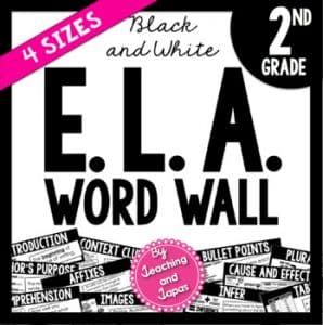 ELA Word Wall *BLACK AND WHITE* (2nd Grade)