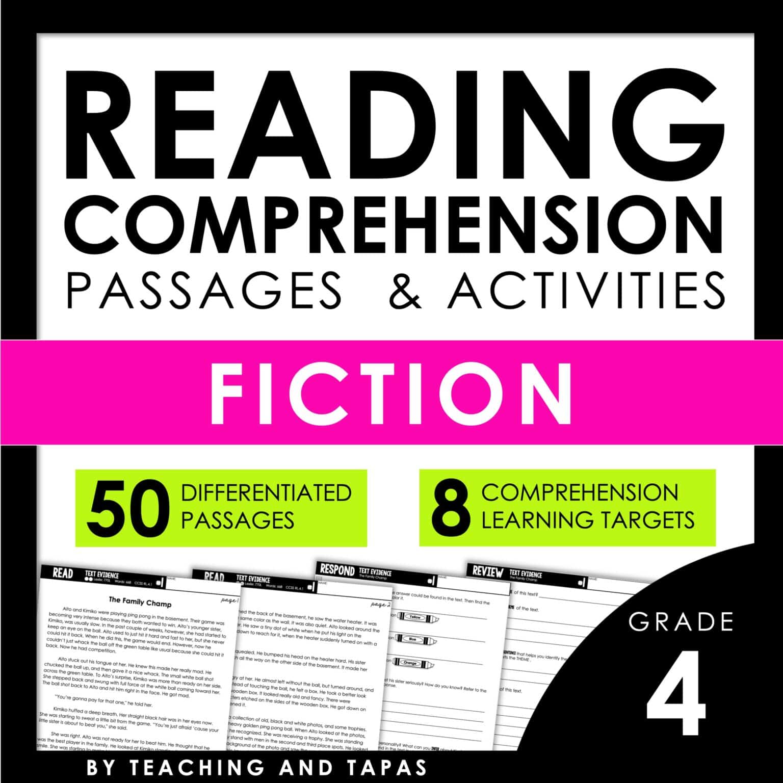4th Grade Close Reading Passages and Activities | LITERATURE | FICTION